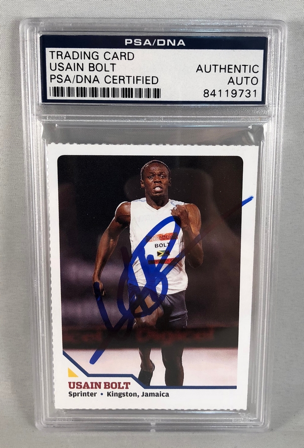 Usain Bolt Signed Rookie Trading Card PSA/DNA 5 - Memorabilia For Less