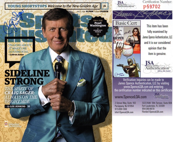Craig Sager Signed Sports Illustrated 11x14 Photo TNT Basketball ...