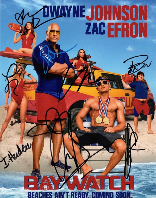 Baywatch Cast Signed 11x14 Photo The Rock Dwayne Johnson Others ...