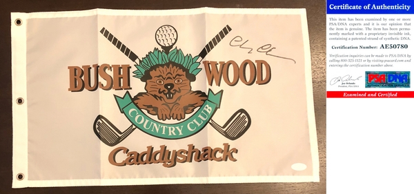 Chevy Chase Signed Golf Flag Caddyshack PSA/DNA - Memorabilia For Less