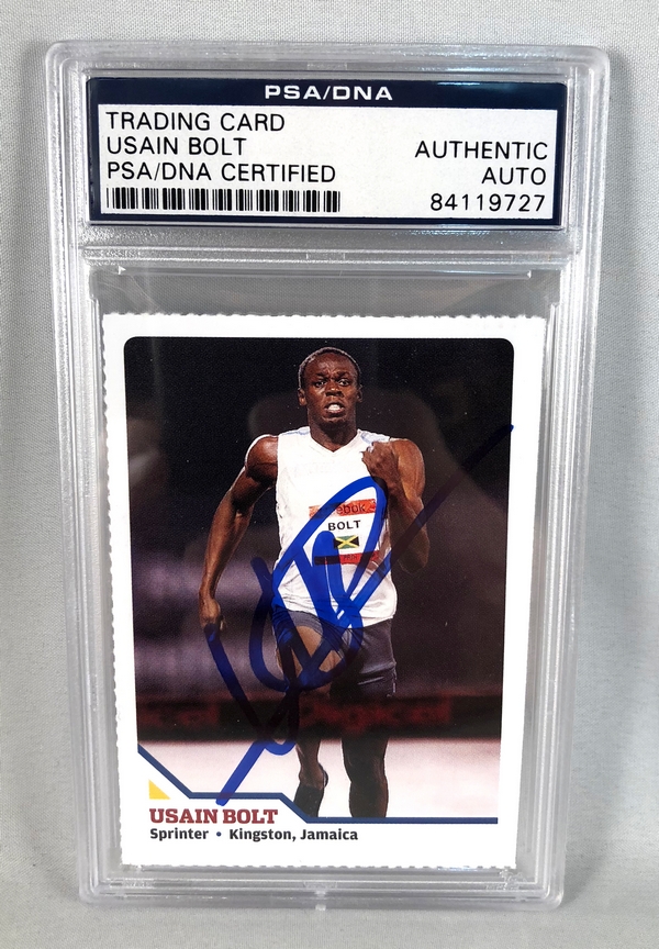 Usain Bolt Signed Rookie Trading Card PSA/DNA - Memorabilia For Less