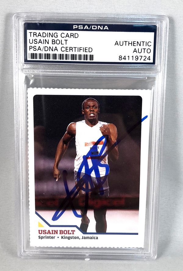 Usain Bolt Signed Rookie Trading Card PSA/DNA 4 - Memorabilia For Less