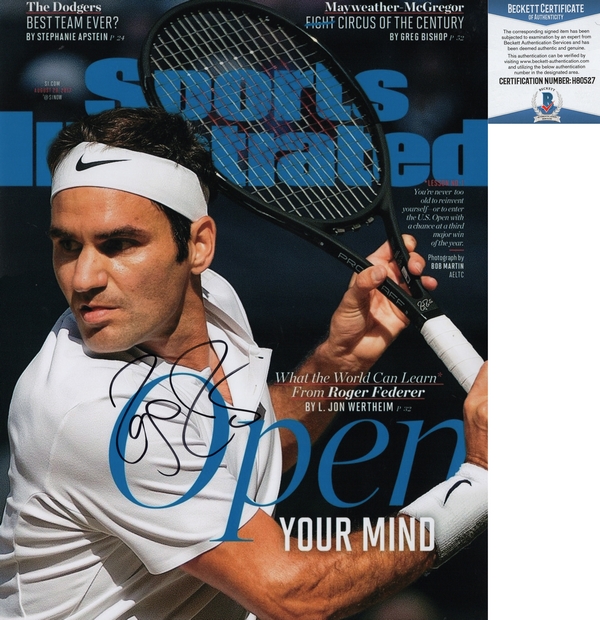 Roger Federer Signed 11x14 Photo Greatest Tennis Player Ever 5 Beckett ...