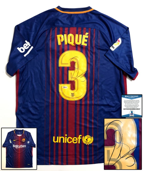 FC Barcelona Gerard Pique Signed Jersey Beckett BAS - Memorabilia For Less