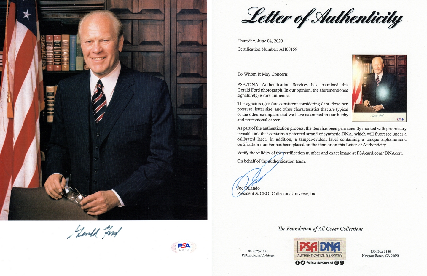 President Gerald Ford Signed 8x10 Photo PSA/DNA - Memorabilia For Less
