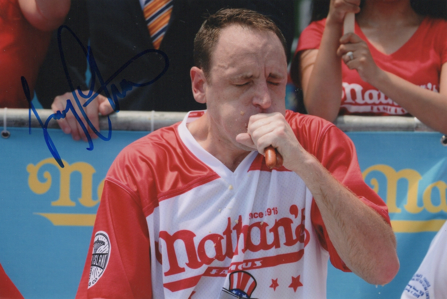 Joey Chestnut Signed 4x6 Photo Nathans Hot Dog Eating Champion ...