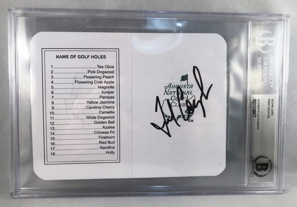Masters Champion Fred Couples Signed Masters Scorecard Beckett BAS 2 ...