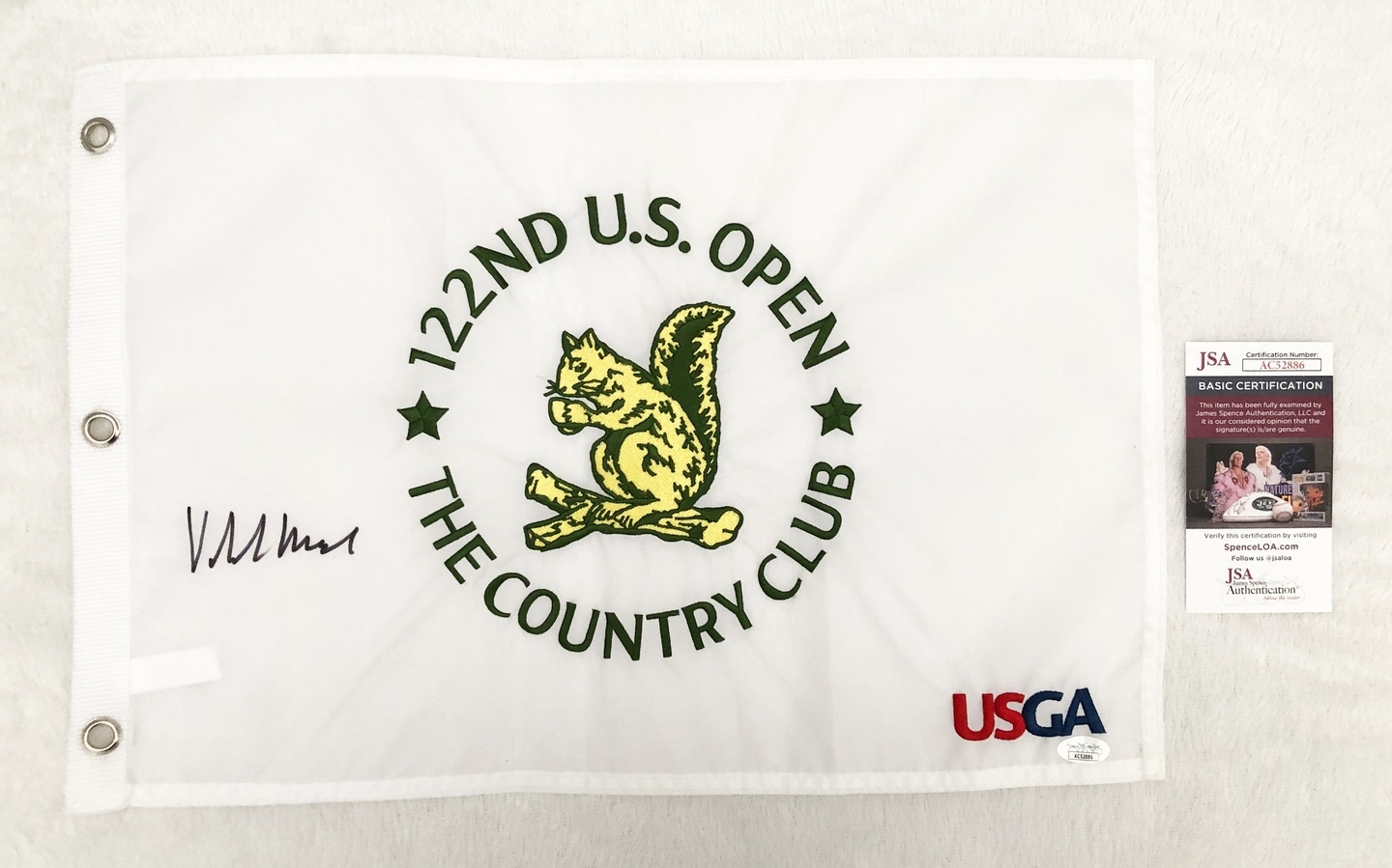 Viktor Hovland Signed 2022 US Open Flag JSA 1 - Memorabilia For Less