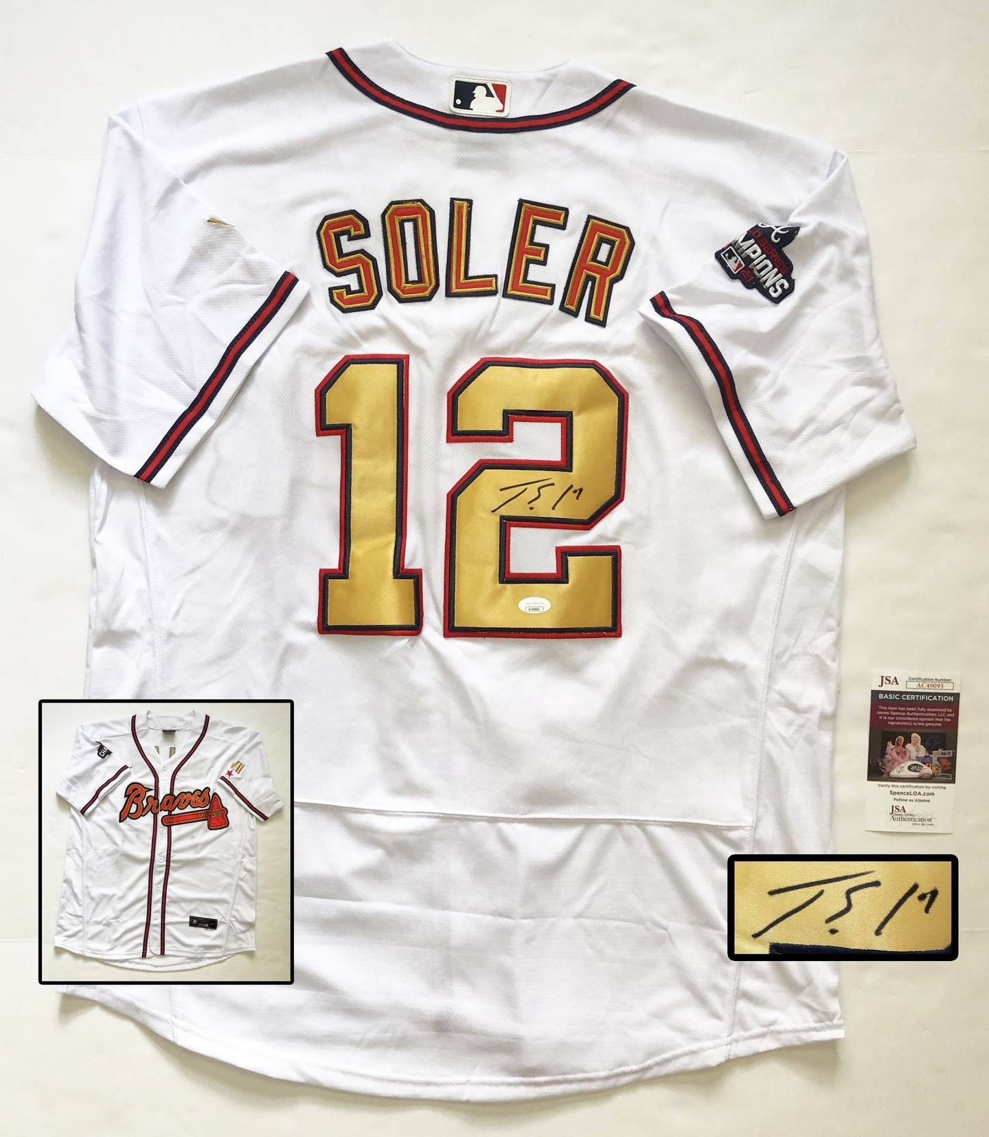 Atlanta Braves Jorge Soler Signed Jersey JSA - Memorabilia For Less