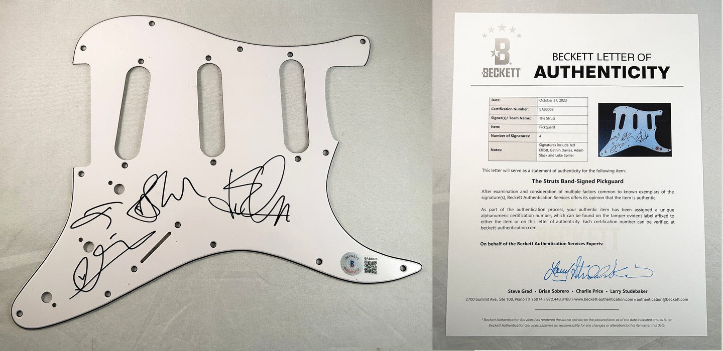 The Struts Signed Electric Pickguard Luke Spiller Slack Elliott Davies ...