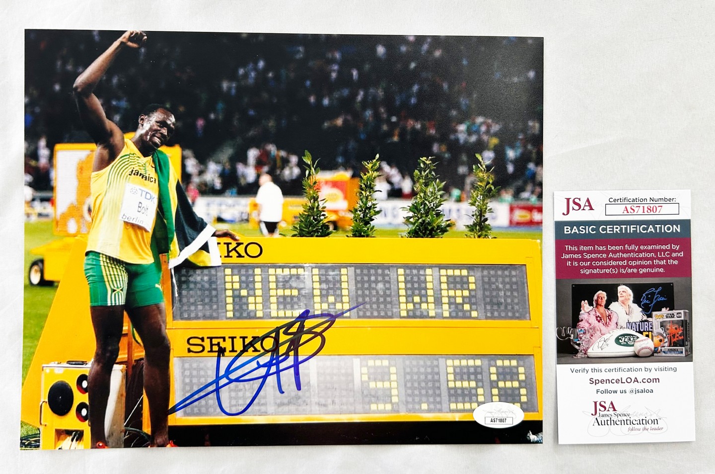 Usain Bolt Signed 8x10 Olympics Gold Photo JSA 10 - Memorabilia For Less