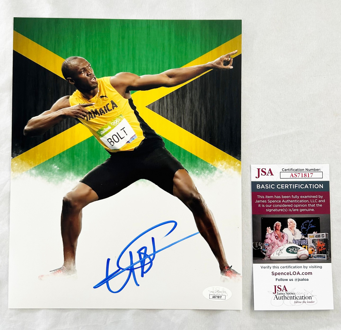Usain Bolt Signed 8x10 Olympics Gold Photo JSA 2 - Memorabilia For Less