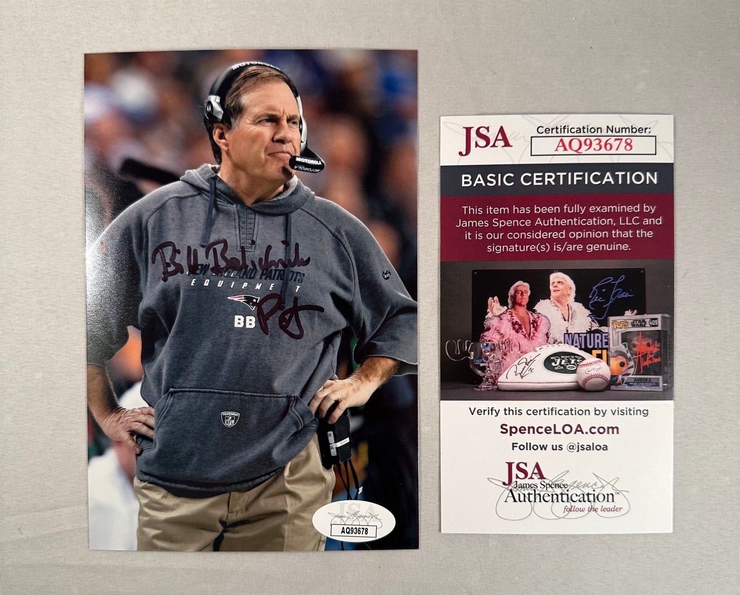 Bill Belichick Signed 4x6 Photo JSA - Memorabilia For Less