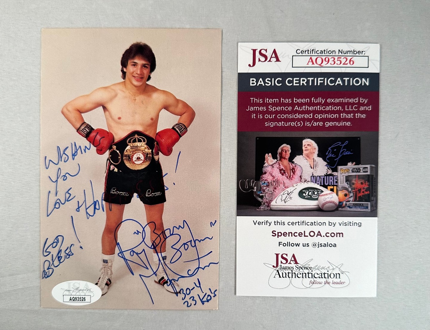 Ray Mancini Signed 4x6 Boom Boom Photo JSA 2 - Memorabilia For Less