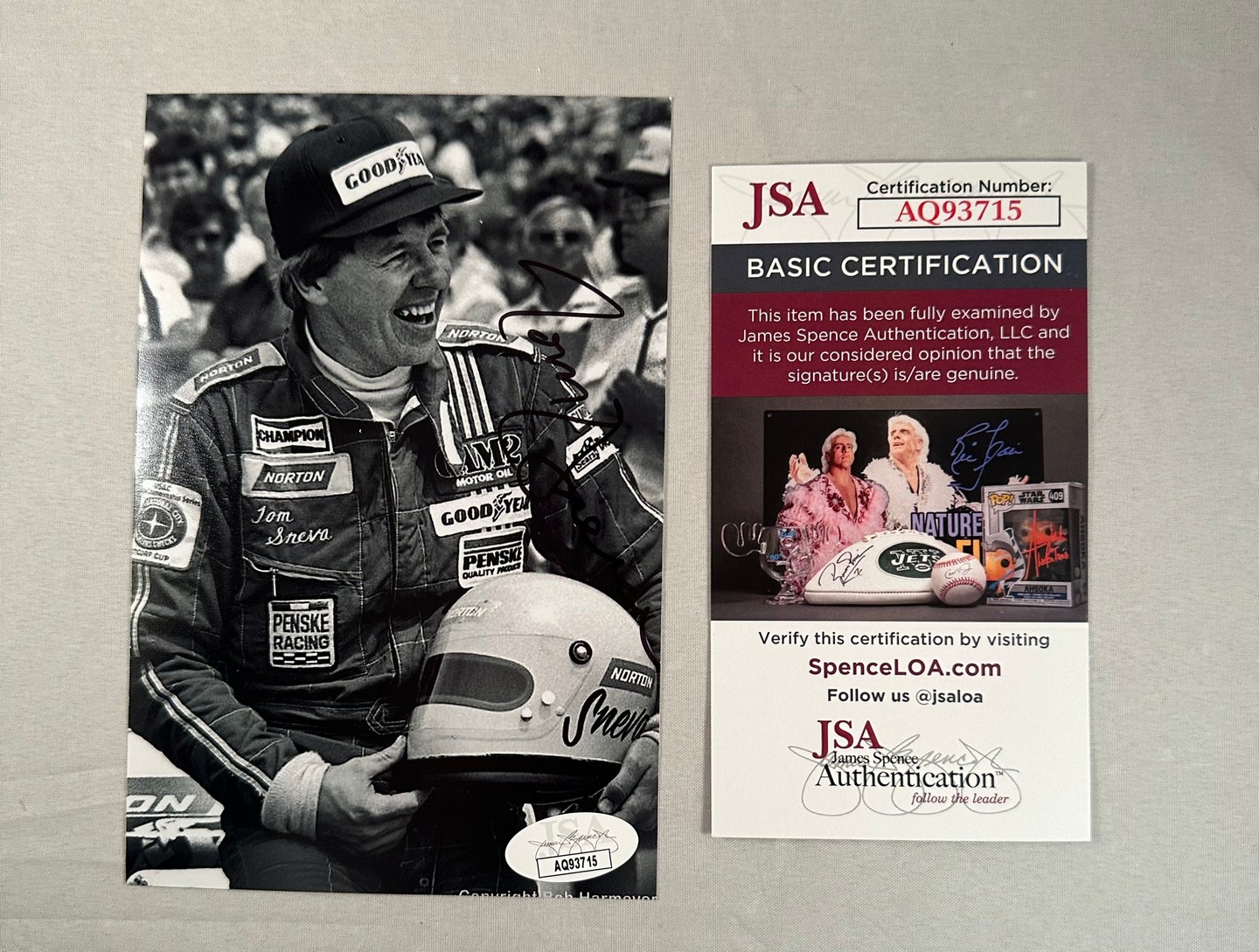 Tom Sneva Signed 4x6 Photo JSA - Memorabilia For Less