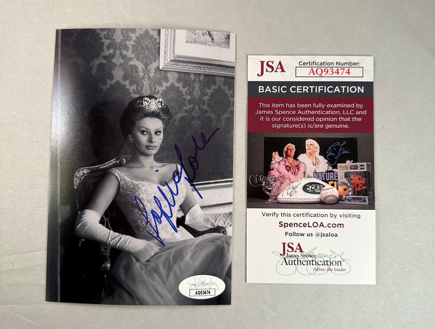Sophia Loren Signed 4x6 Photo JSA 9 - Memorabilia For Less