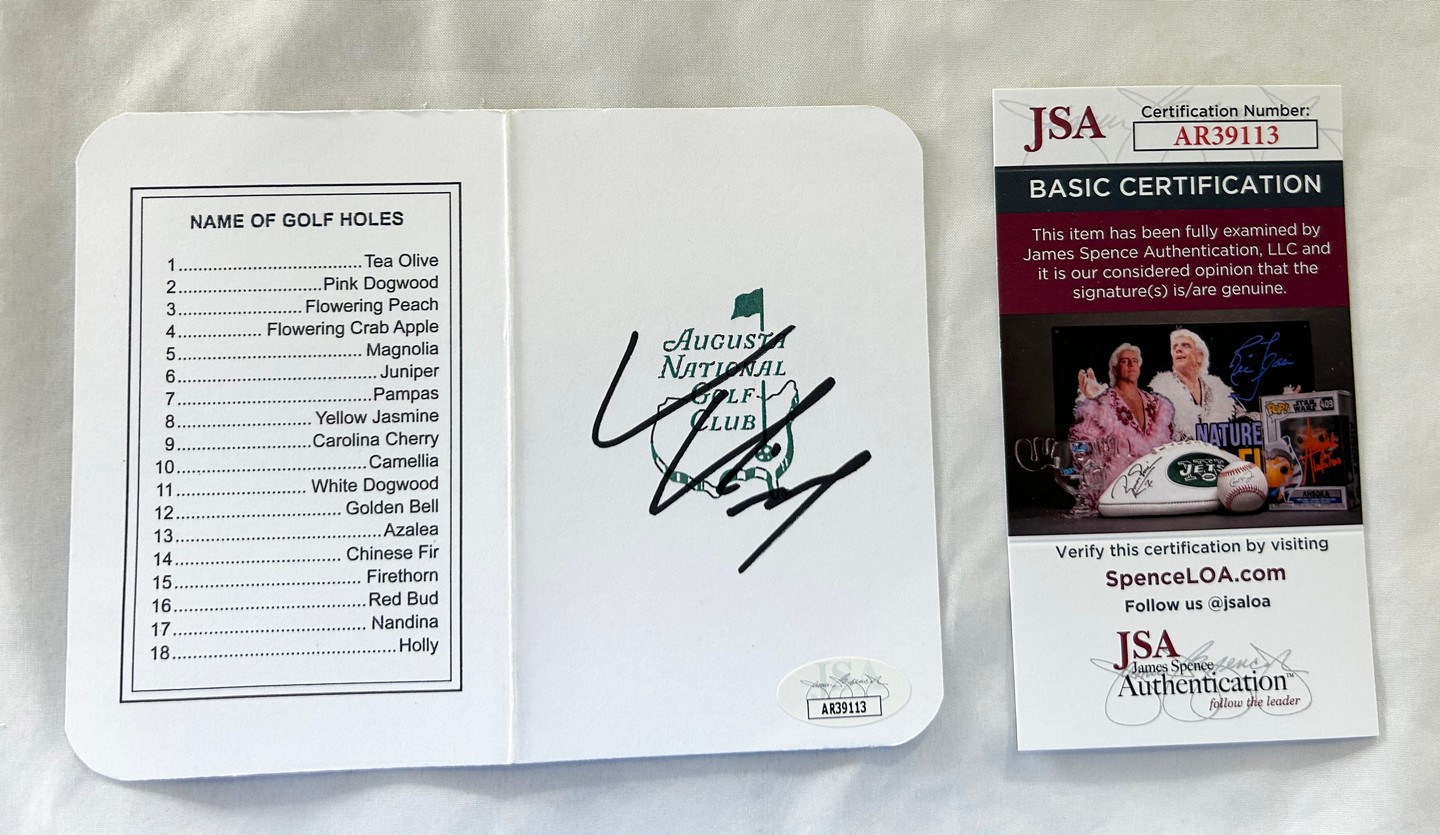 Tom Kim Signed Masters ScoreCard JSA - Memorabilia For Less