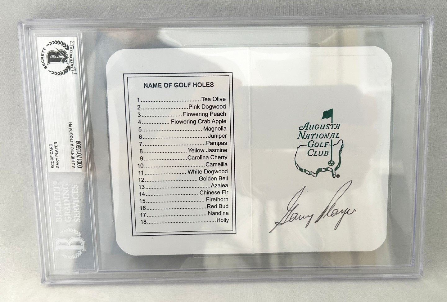 Gary Player Signed Masters Scorecard Beckett BAS - Memorabilia For Less
