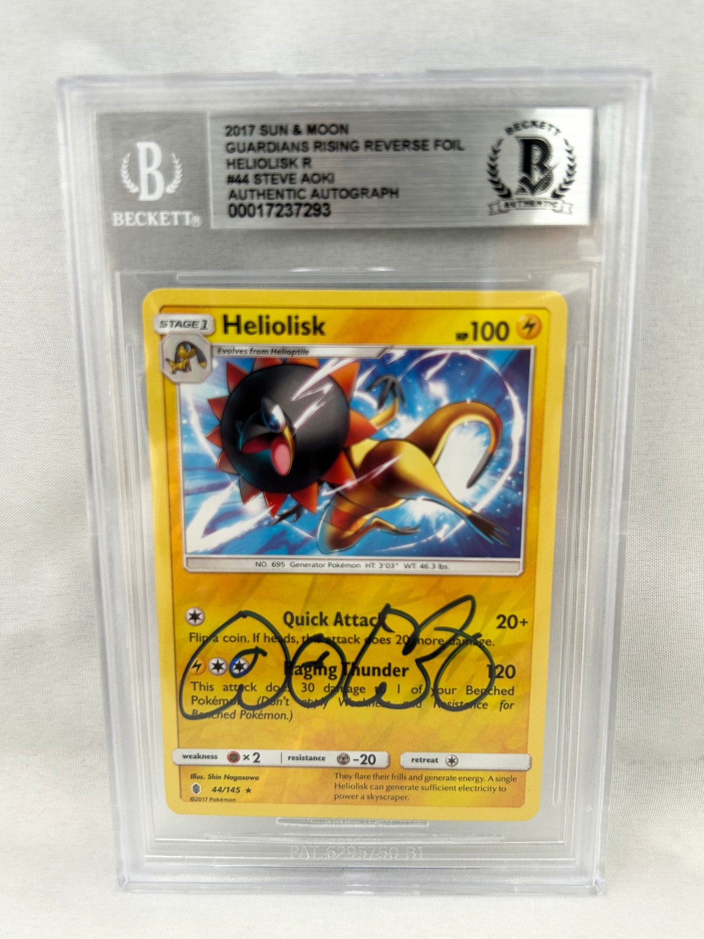 Steve Aoki Signed Pokemon Card 2017 Heliolisk Beckett BAS - Memorabilia ...