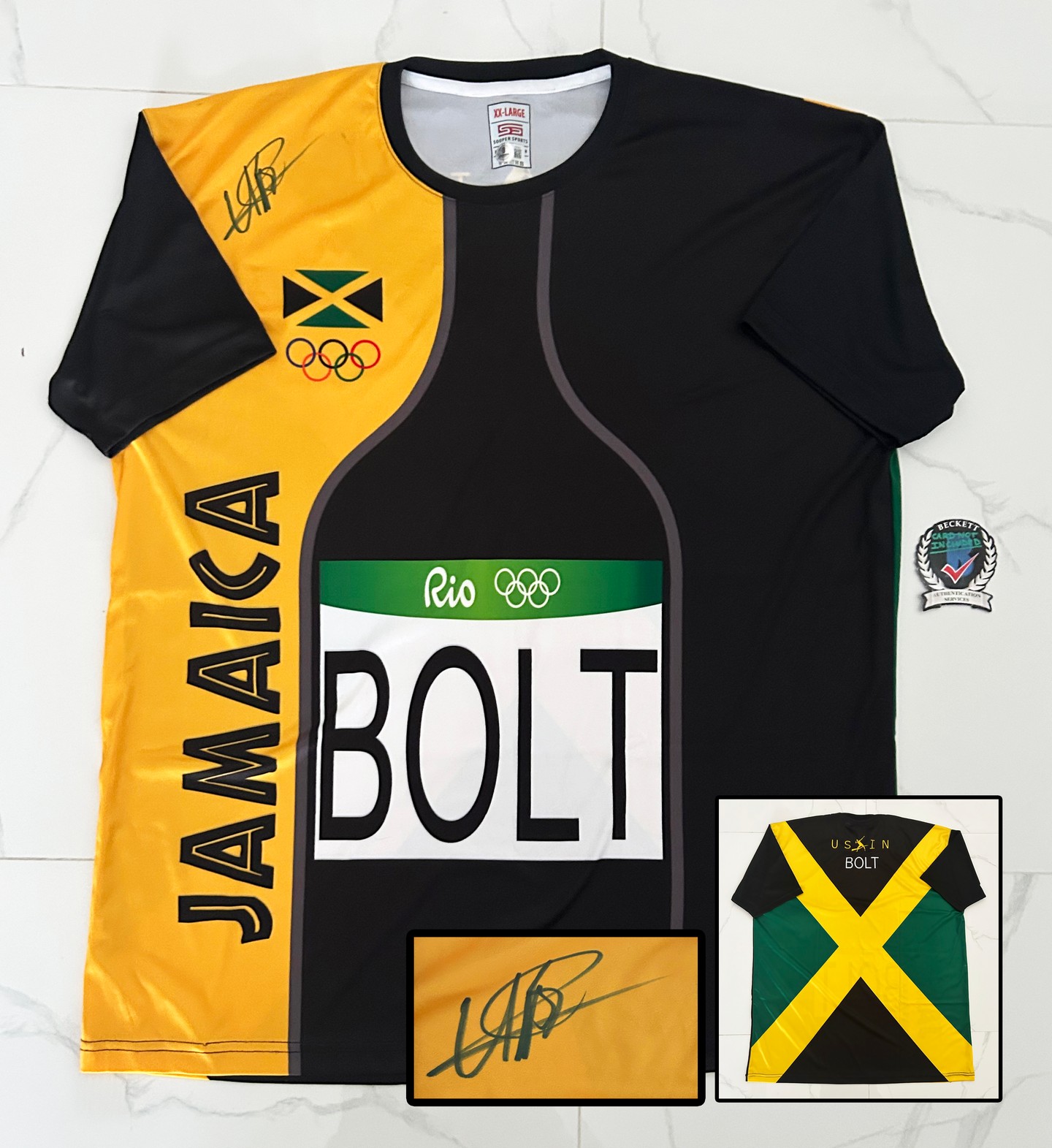 Usain Bolt Signed Jersey 2016 Rio Olympics Fastest Man Alive Beckett ...