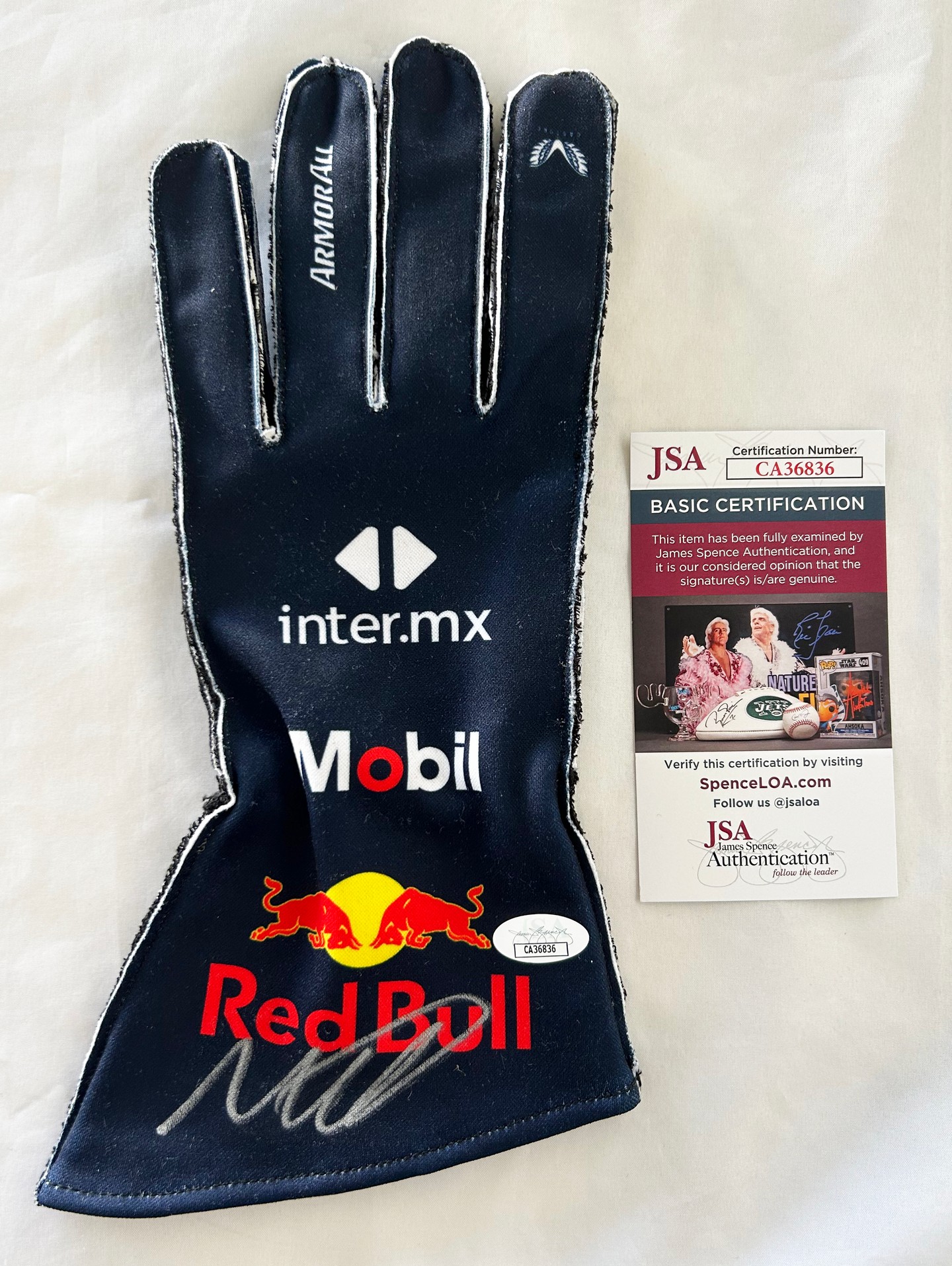 Max Verstappen Signed Racing Glove Red Bull Formula 1 F1 JSA ...